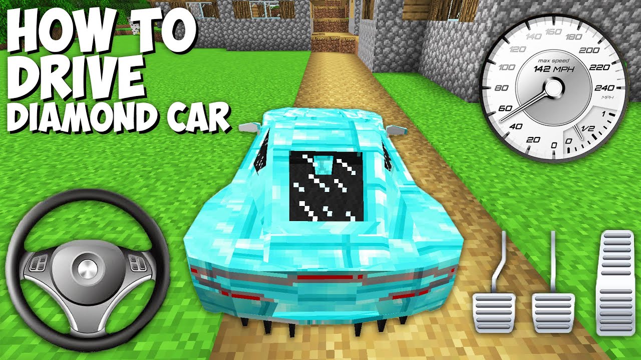 HOW TO DRIVE DIAMOND CAR in MINECRAFT ? I found SECRET SUPERCAR ! SUPER ...