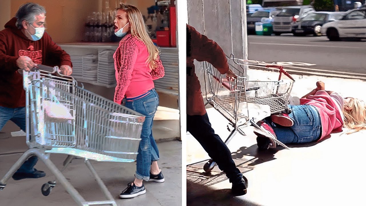 Karen Gets KNOCKED OUT By Shopping CART! - YouTube