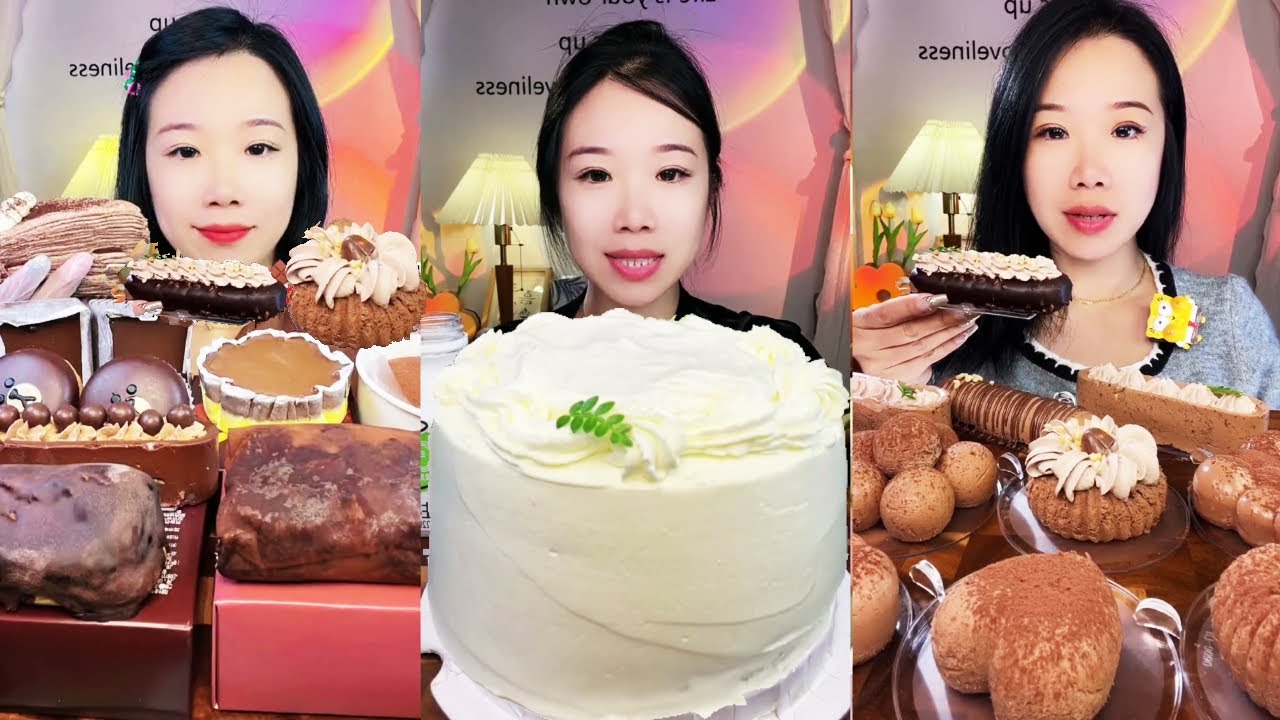 ASMR🍰Eat Chocolate Desserts🍰 (soft and waxy sound) 크림 케ց 먹방 MUKBANG ...