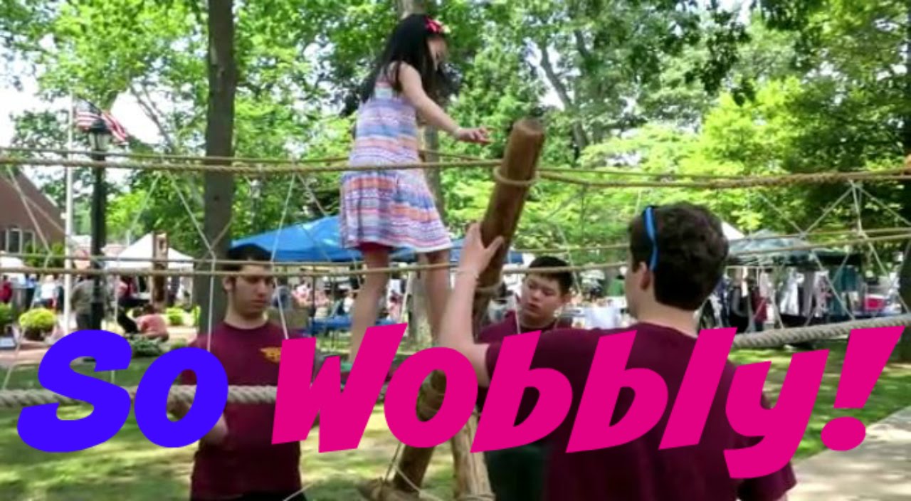 Walking the shaky rope bridge made by Boy Scouts - YouTube