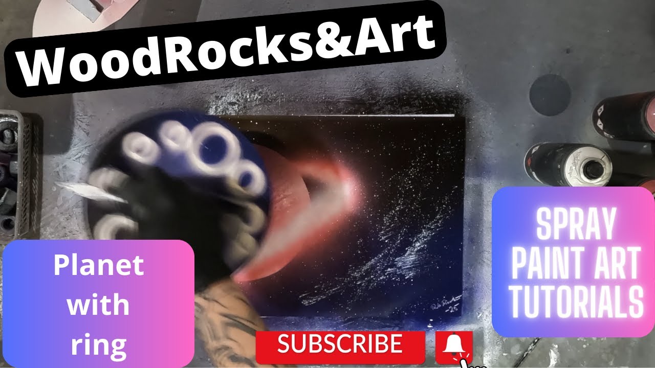 Planet with ring : How to spray paint art tutorial for beginners - YouTube