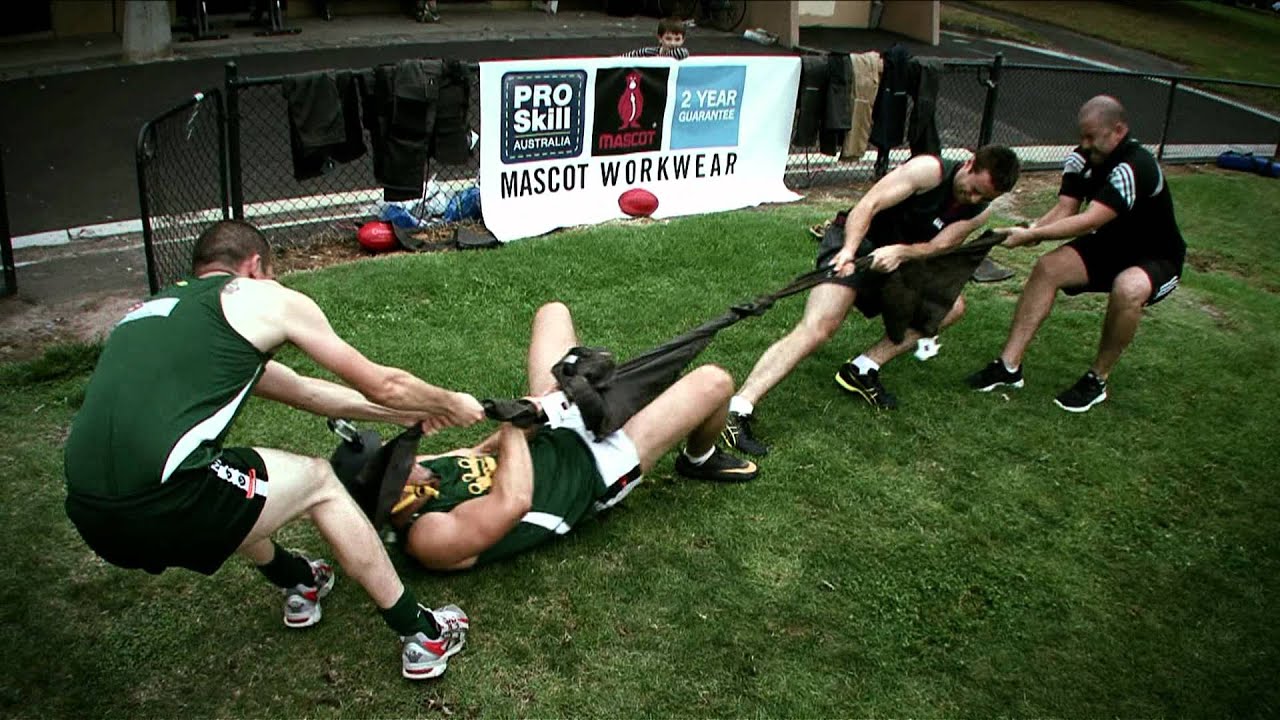 Mascot Workwear Trousers Tug of War Challenge - YouTube