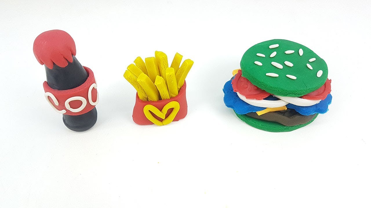 Eating FAST FOOD PLAY DOH* Making Food Burger french Fries and Coca ...