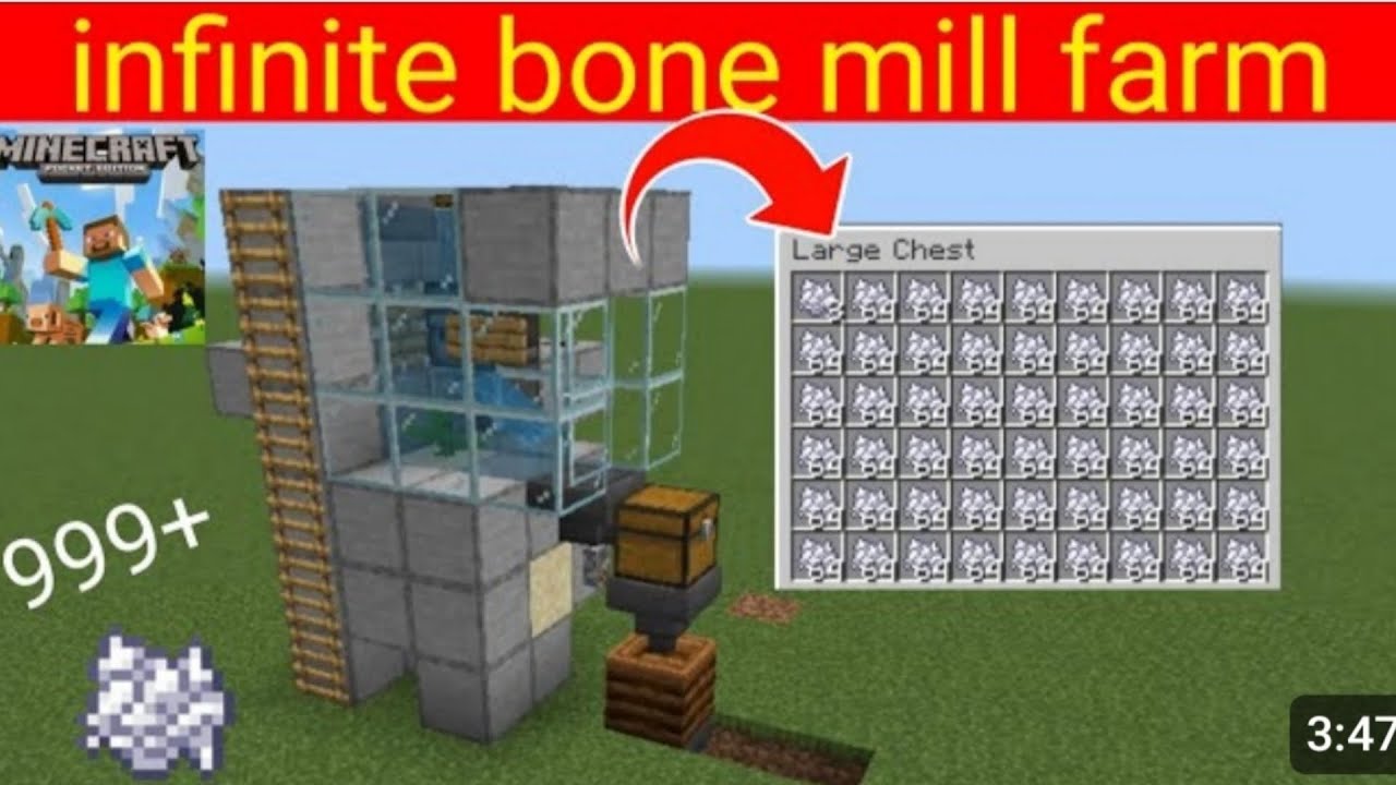 HOW TO MAKE BONE MILL FARM IN MINECRAFT🤯 | MINECRAFT MAIN BONE MILL FARM KAISE BANAYE | MCPE ...