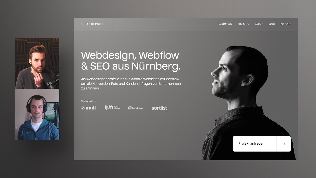 Tolles Freelancer Webdesign Portfolio mit Fokus auf Design | Webflow Talk mit Lukas Rudrof - YouTube