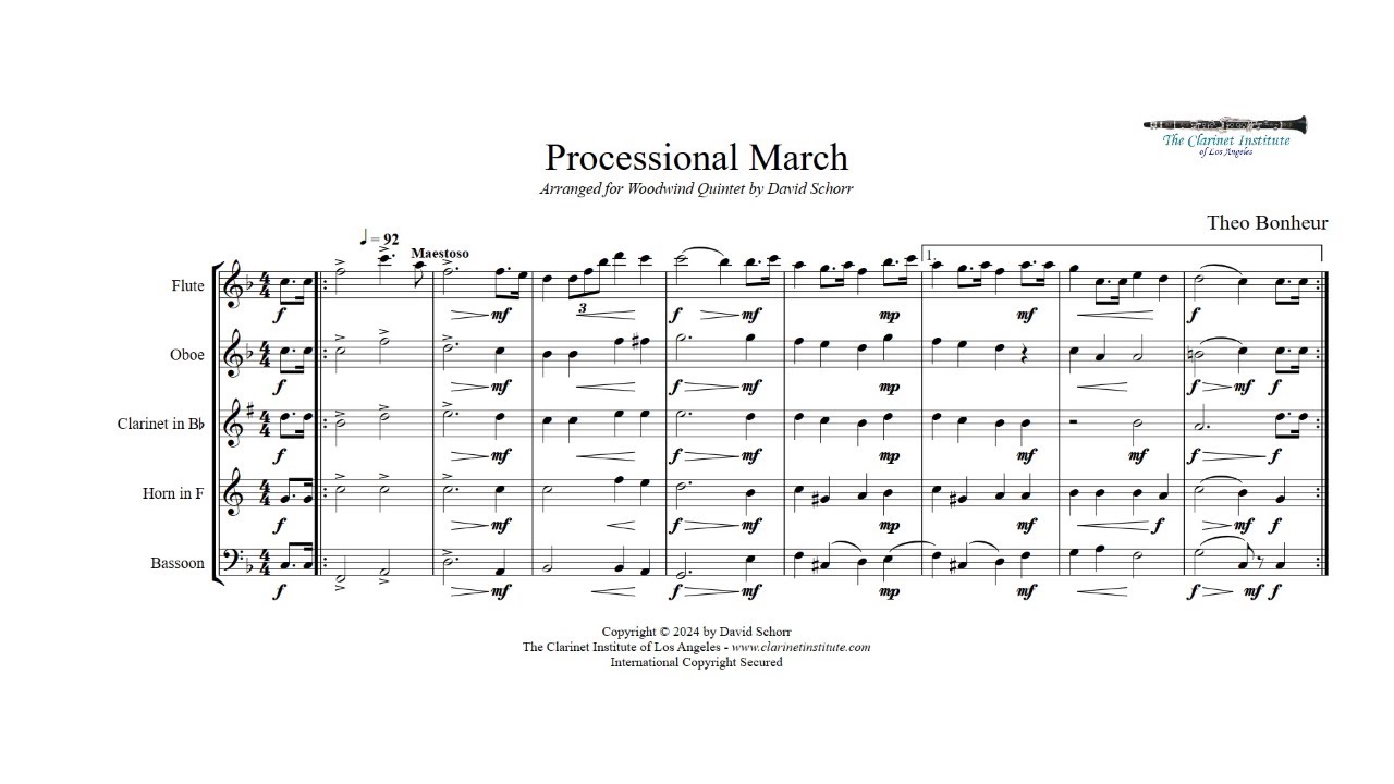 Bonheur, Theo - Processional March for Woodwind Quintet - YouTube