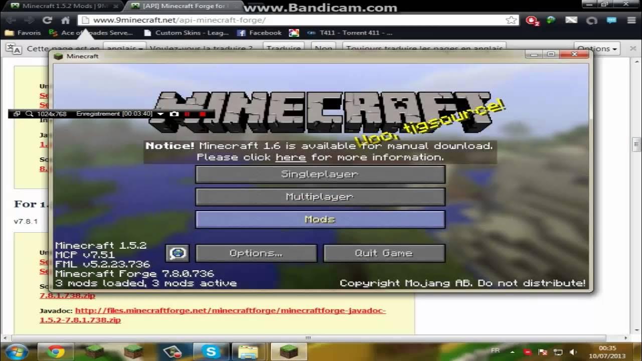 [ Tuto Minecraft ] Comment installer Forge 1.5.2 - YouTube