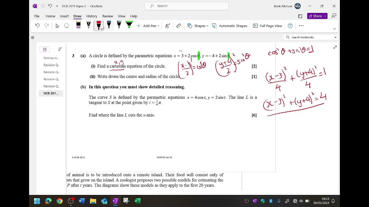 OCR 2019 Paper 2 q3ai ii - YouTube