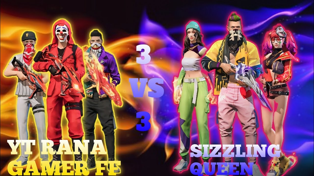 YT RANA GAMER FF VS SIZZLING QUEEN //3 VS 3 CUSTOM ROOM ONLY HEADSHOT # ...