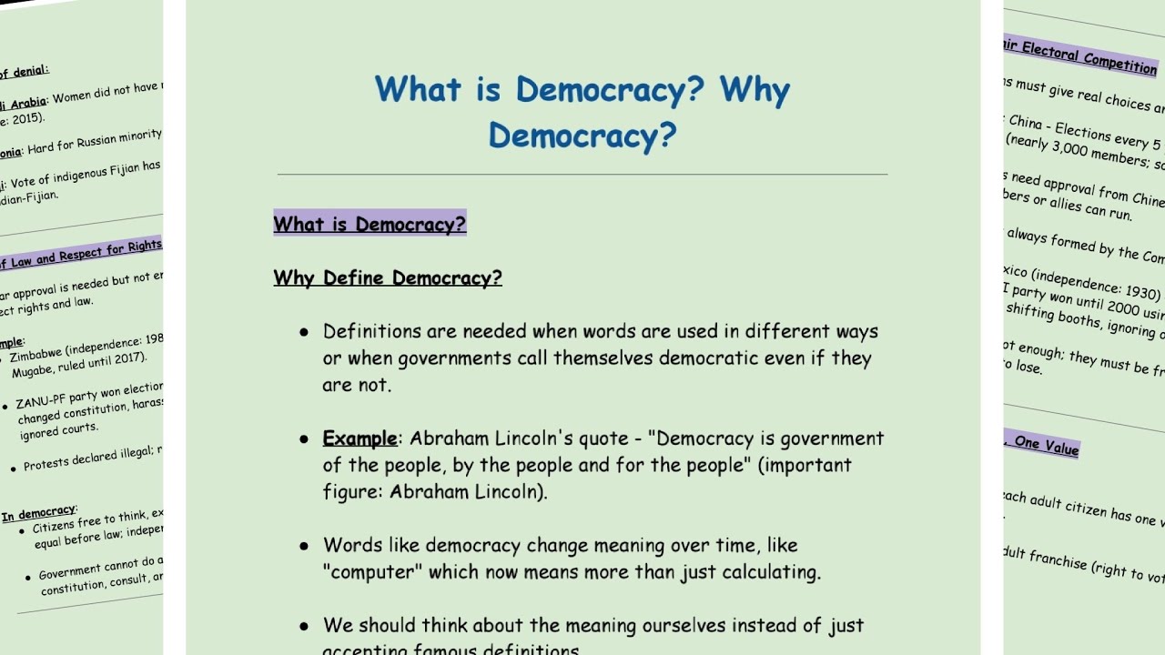 Notes of What is Democracy? Why Democracy? Class 9 | Social Science ...