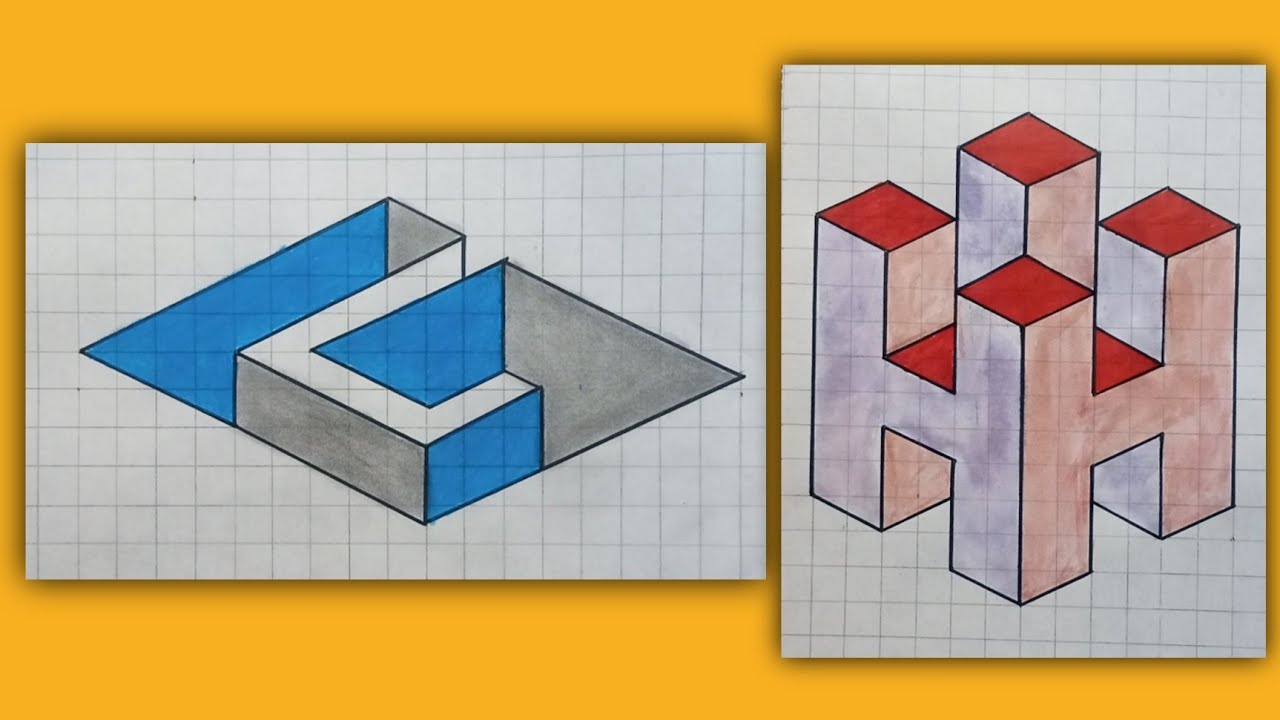 Draw simple and unique art on graph paper with line. - YouTube