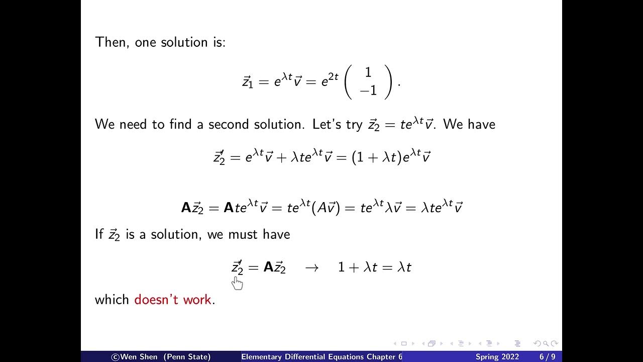 V6_11: Repeated eigenvalues, general solutions, ODE systems. Elementary ...