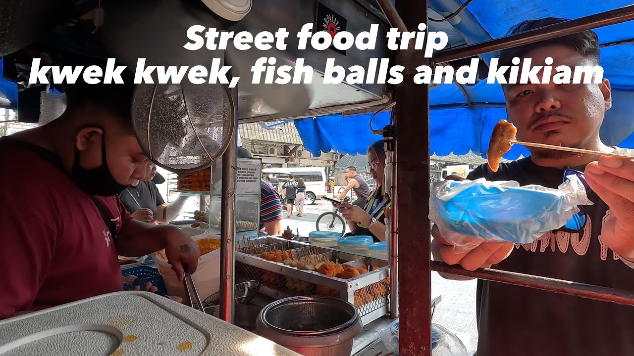 4k | Street food trip | Eating kwek kwek fish balls and kikiam in the ...
