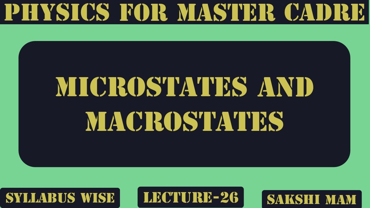 Microstates and Macrostates. Physics for master cadre Lecture-26. - YouTube