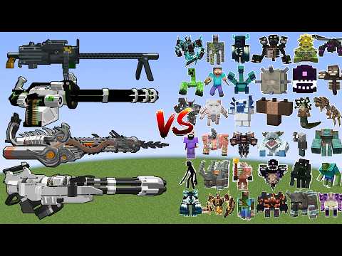 TaCZ Minigun VS All the Strongest Bosses: Wither Storm,Herobrine,Warden....