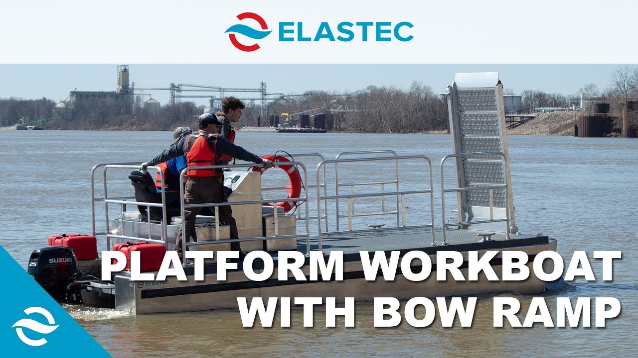 Platform Waterway Maintenance Boat with Bow Ramp - YouTube