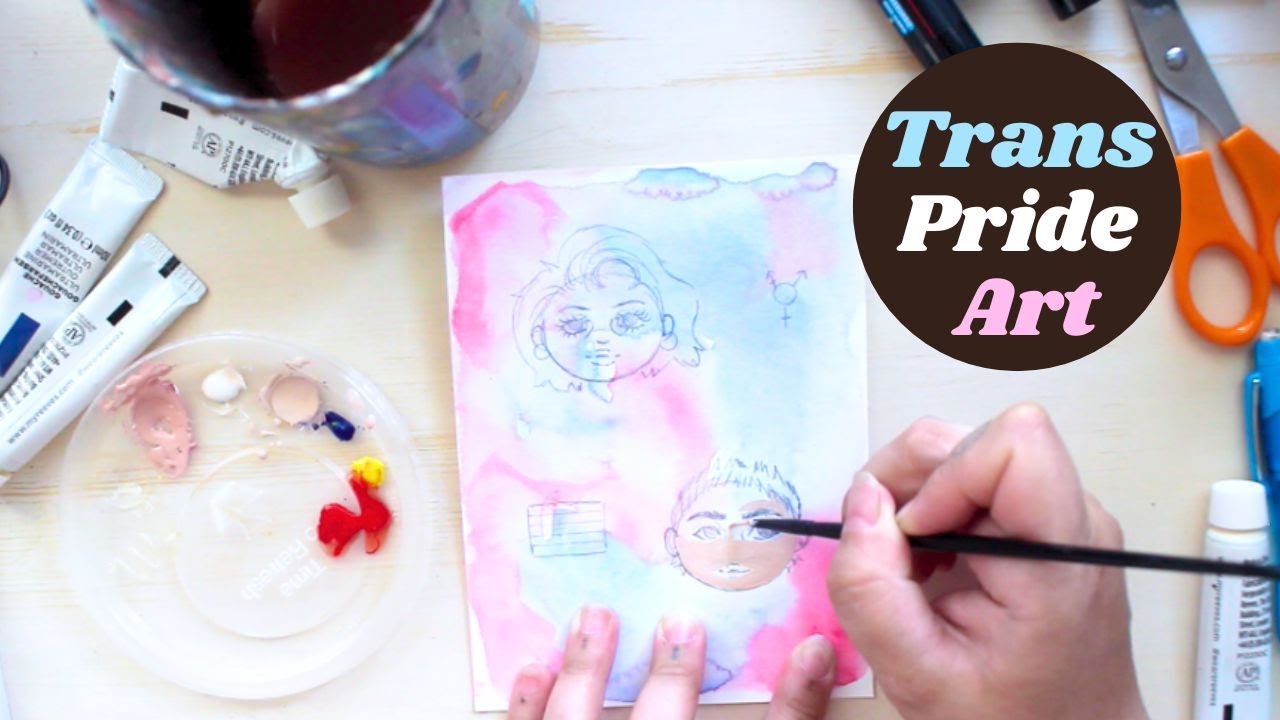 🏳️‍🌈 Drawing Mixed Media TRANS PRIDE Art | Non-Binary Artist Self ...