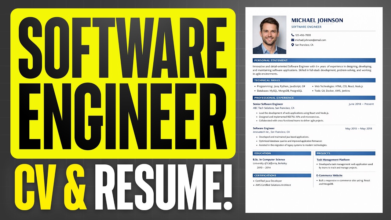 SOFTWARE ENGINEER CV & RESUME 2026 | How to Write a Winning Software ...