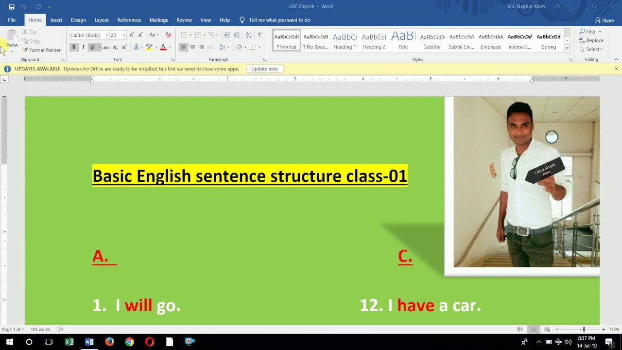 How to make basic English sentence with modal auxiliary verb and also other verb{ Class-01 ...