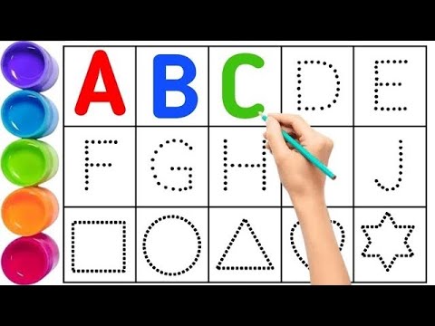 How to draw and paint ABCD, 123456789, shapes ...