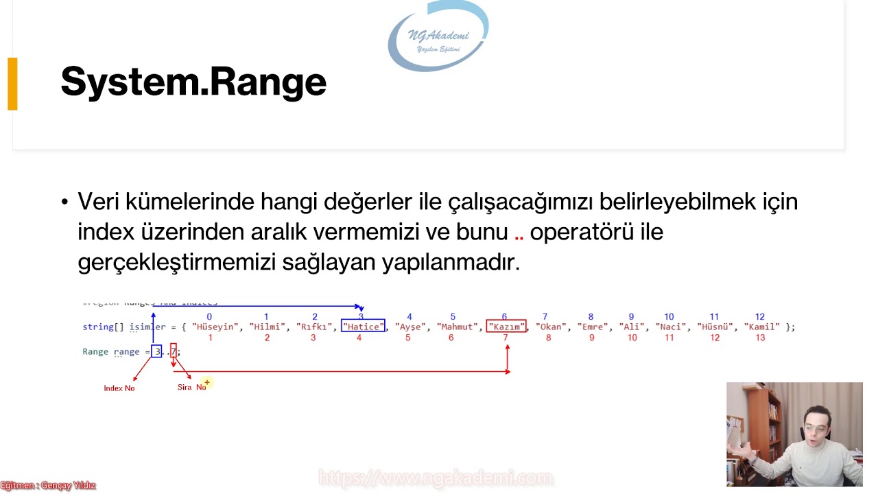273) (C# 8.0)Ranges and Indices - System.Range Türü - YouTube