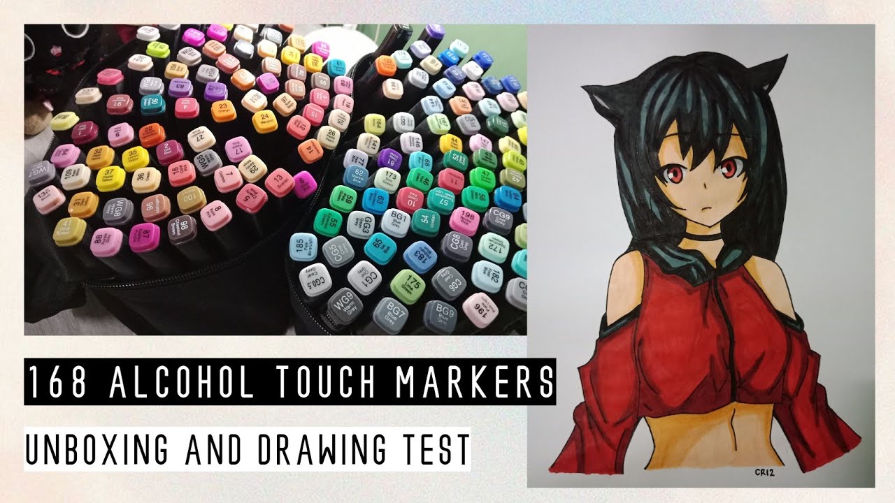168 ALCOHOL TOUCH MARKERS | UNBOXING & DRAWING TEST - YouTube