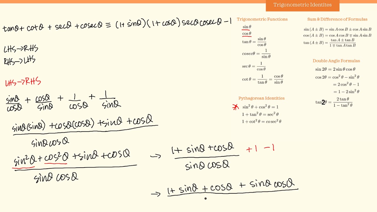 Trigonometric Identity example problem 2 - YouTube