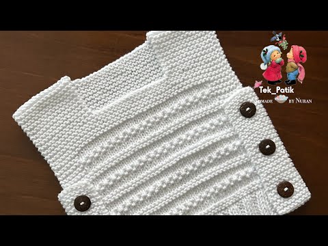 Yanları Düğmeli Kolay Bebek Yeleği / 1 Yumak 1 Yelek / Yenidoğan Yelek / Fırtına Model Bebek Yeleği