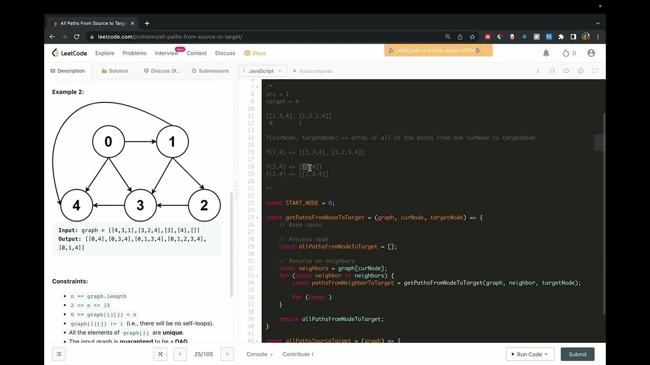 All paths from source to target - JavaScript - YouTube