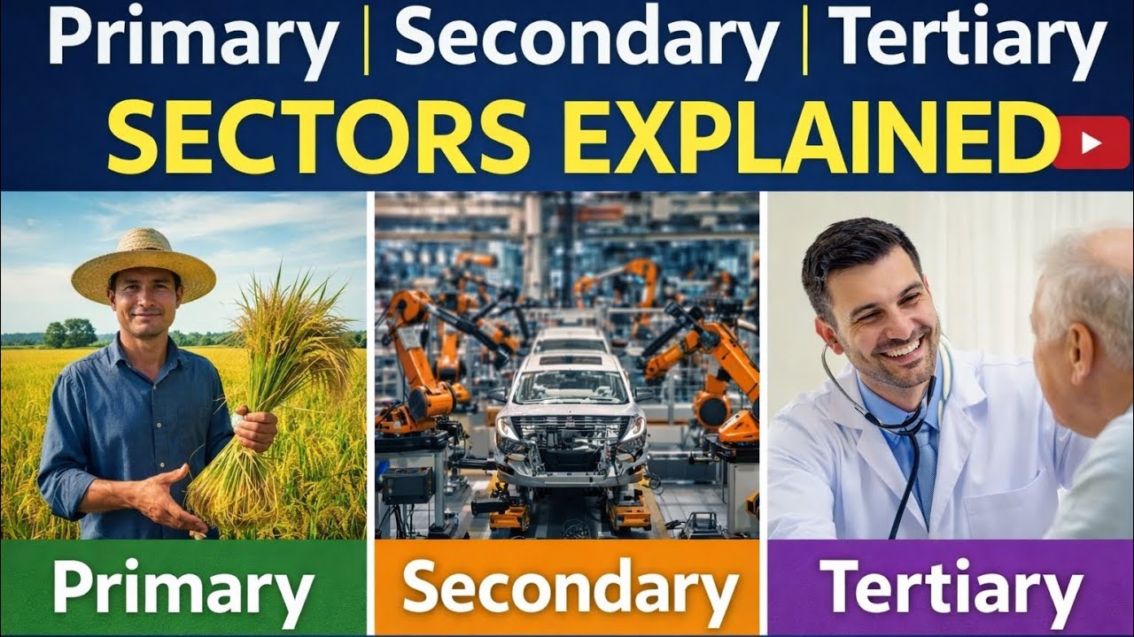 Primary, Secondary & Tertiary Sectors Explained Simply | Economics ...