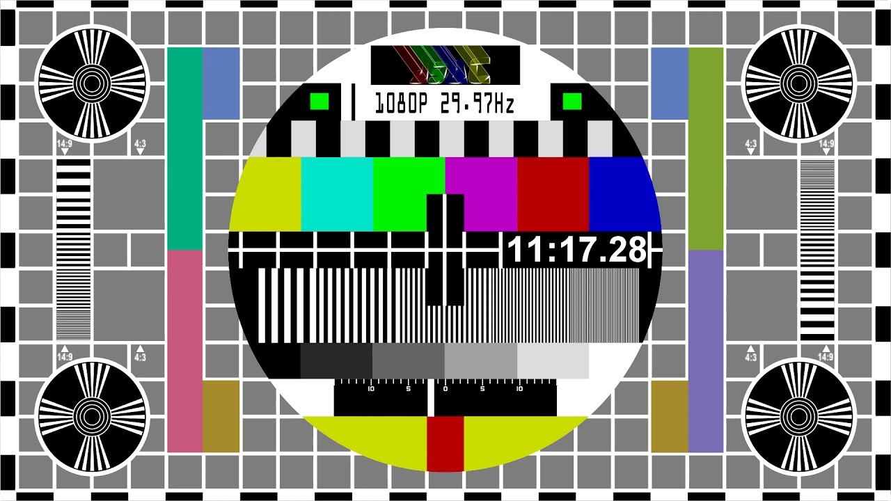 Test Card G 1080P/30 with 1kHz audio pip and sync bar - YouTube