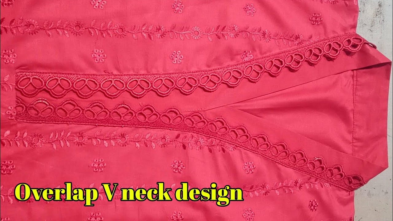 Overlap V neck design with lace|Chinese collar neck - YouTube