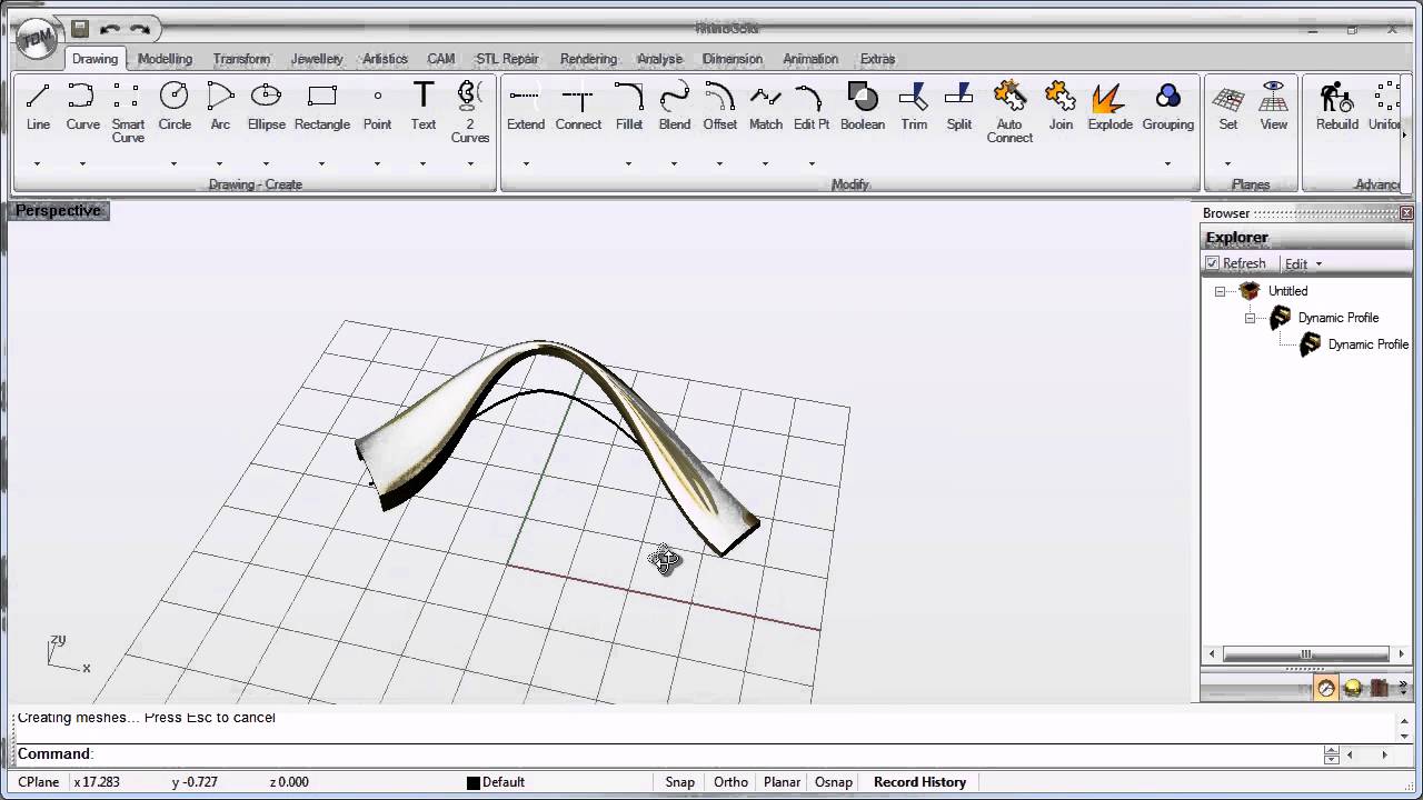 RhinoGold Training Level 1 - 2.7 Dynamic Profiles - YouTube
