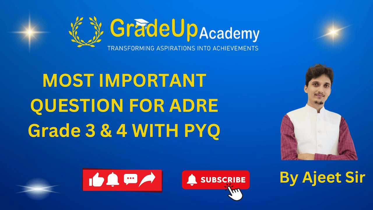 MOST IMPORTANT QUESTION FOR ADRE grade3 & 4 WITH PYQ - YouTube