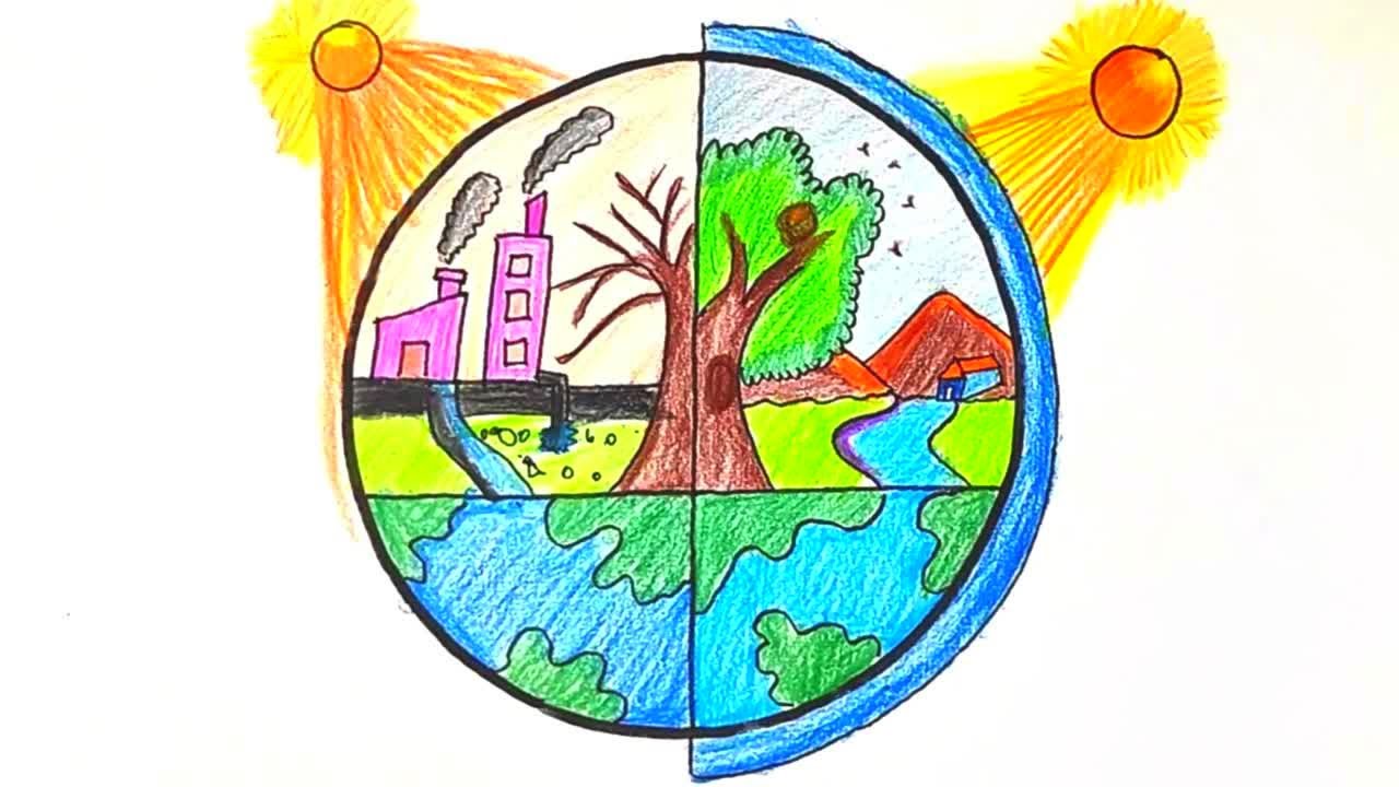 Global warming Drawing easy || Stop Global Warming Drawing step by step ...