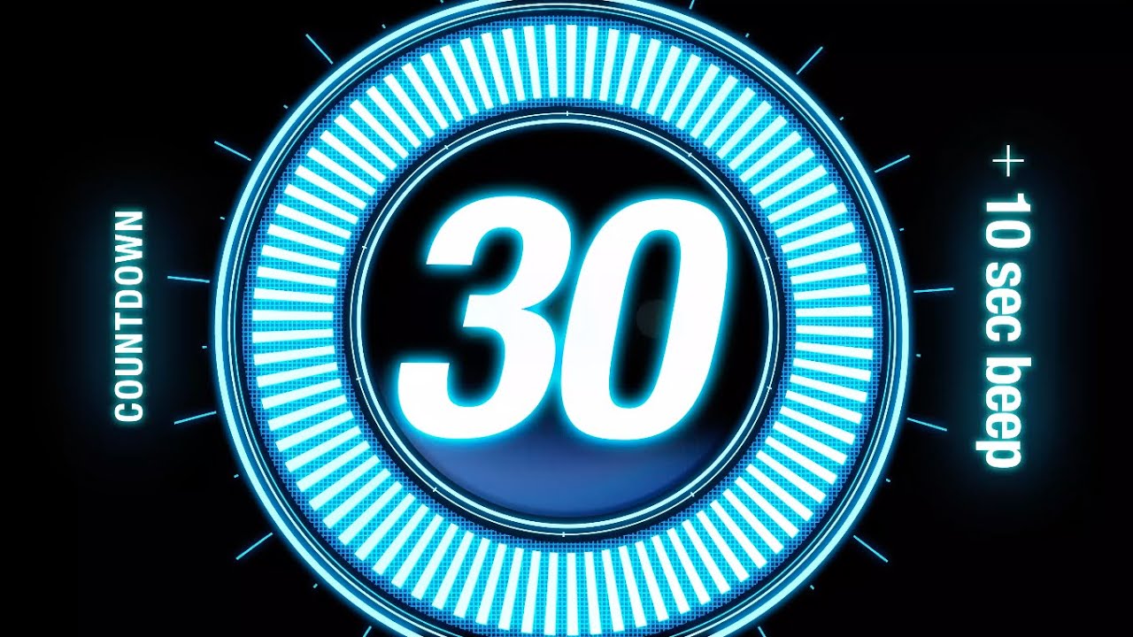 30 seconds Countdown Timer / with Beep Every 10 sec 🔵 - YouTube