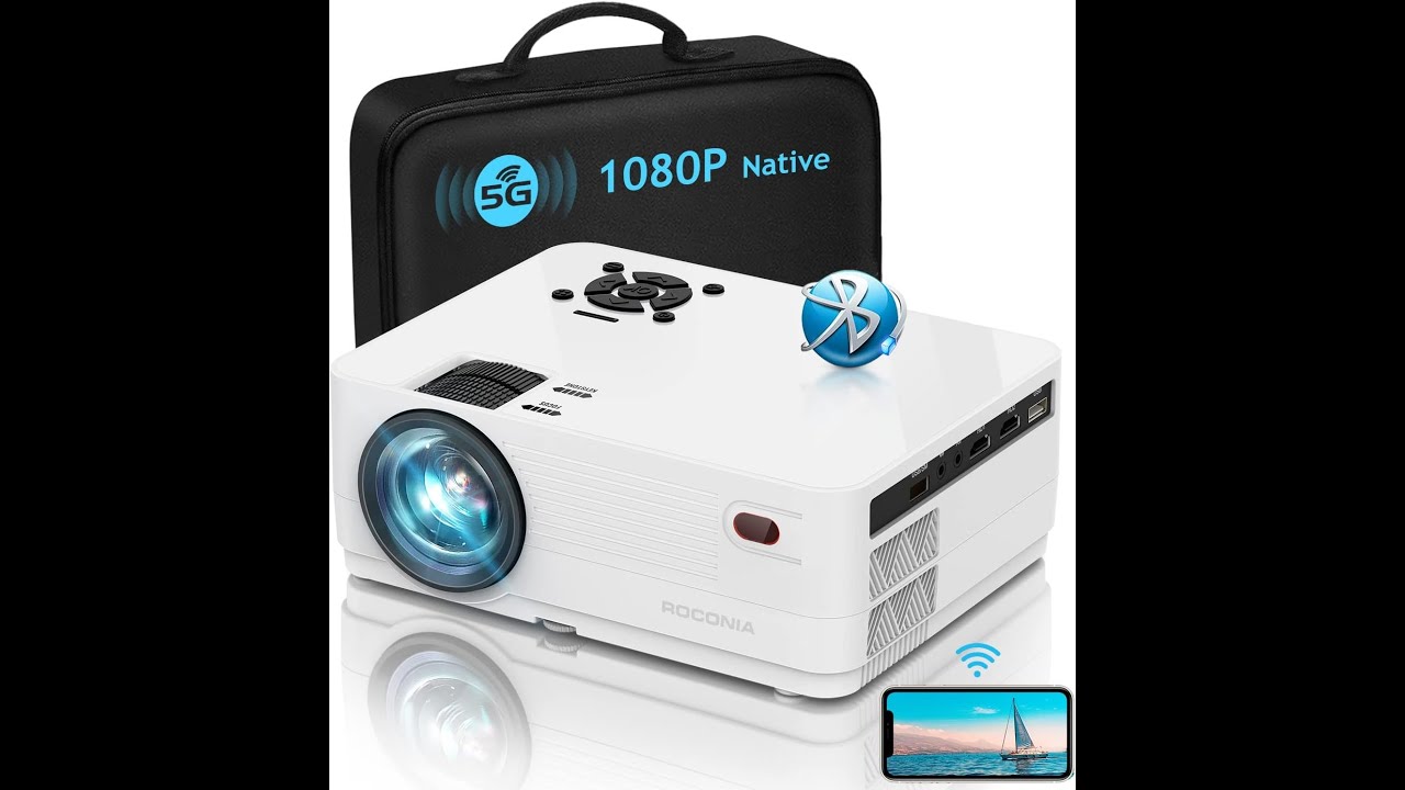 Roconia 5G WiFi Bluetooth Native 1080p Projector, 12000LM Full HD Movie ...