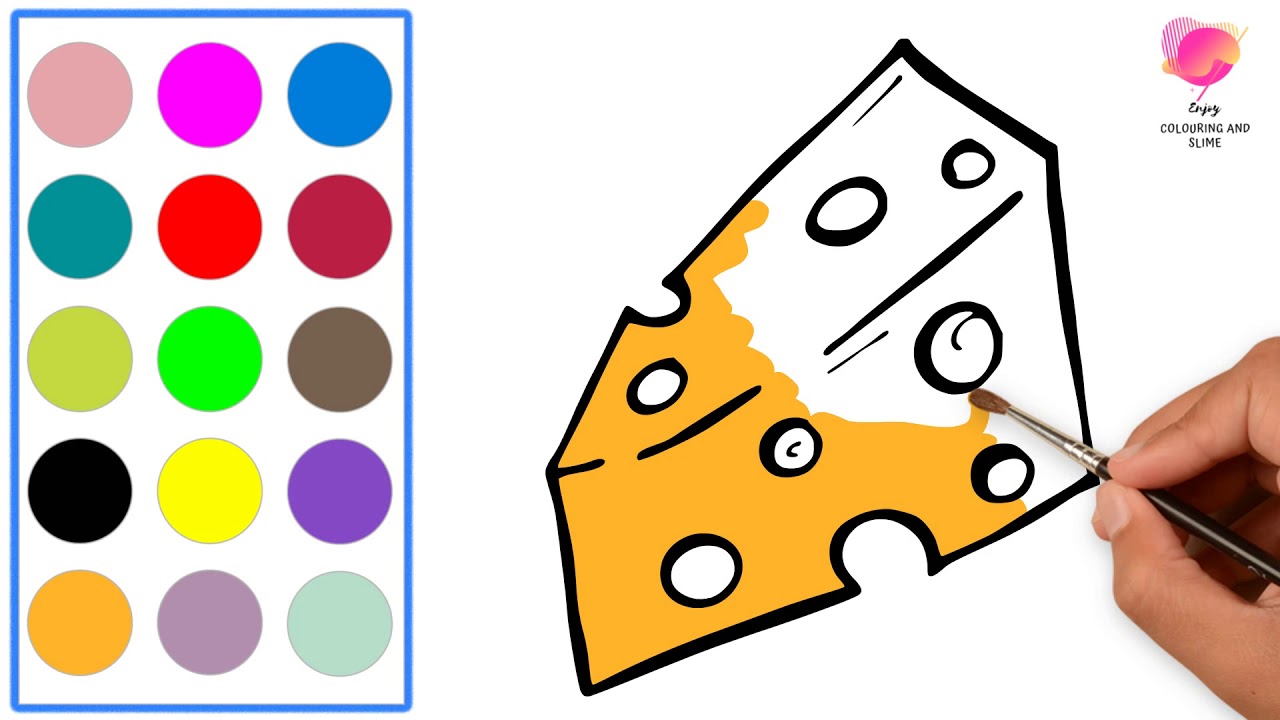 How To Coloring Cheese For Children | Coloring Pages For Kids | Cheese ...