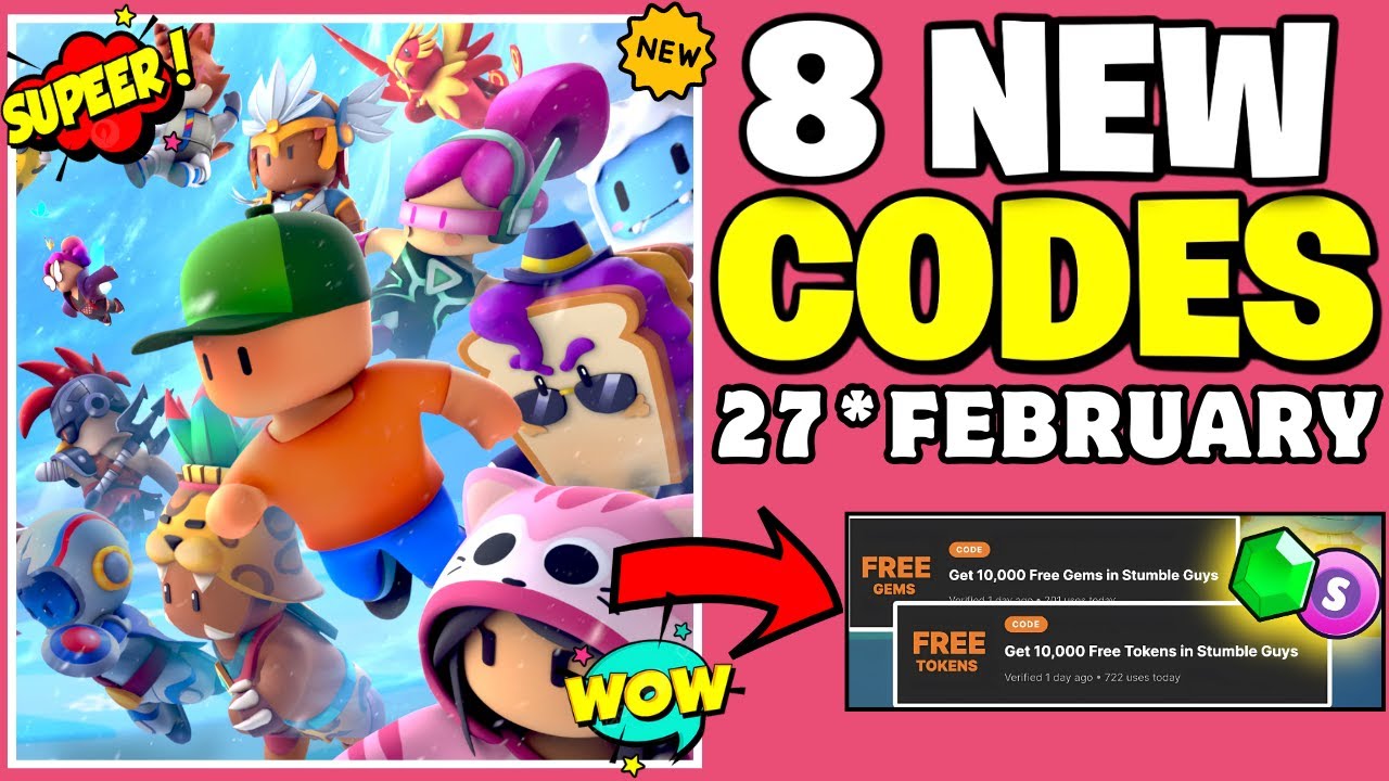 FEBRUARY🌸SURPRISE🍀CODES🌷STUMBLE GUYS CODES FEBRUARY 2025-GEMS, TOKENS ...