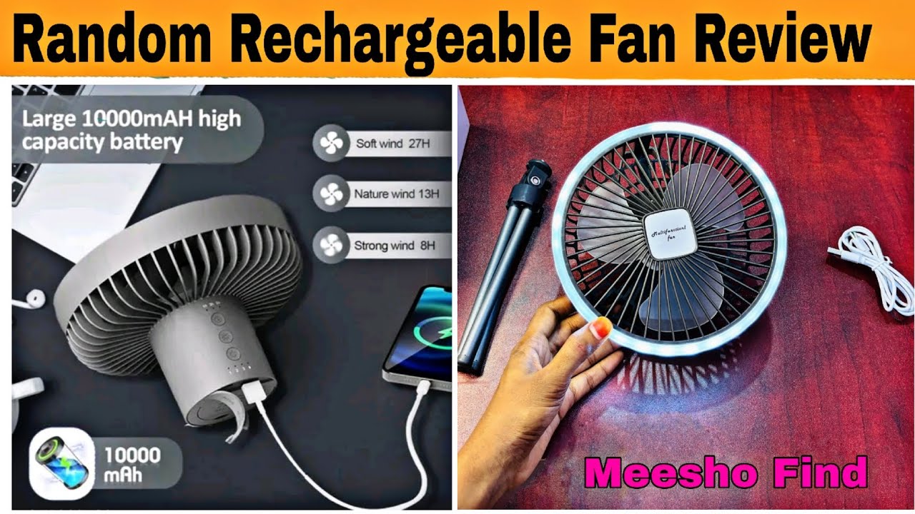 Emergency Rechargeable Fan Review In Hindi ( Meesho ) - YouTube