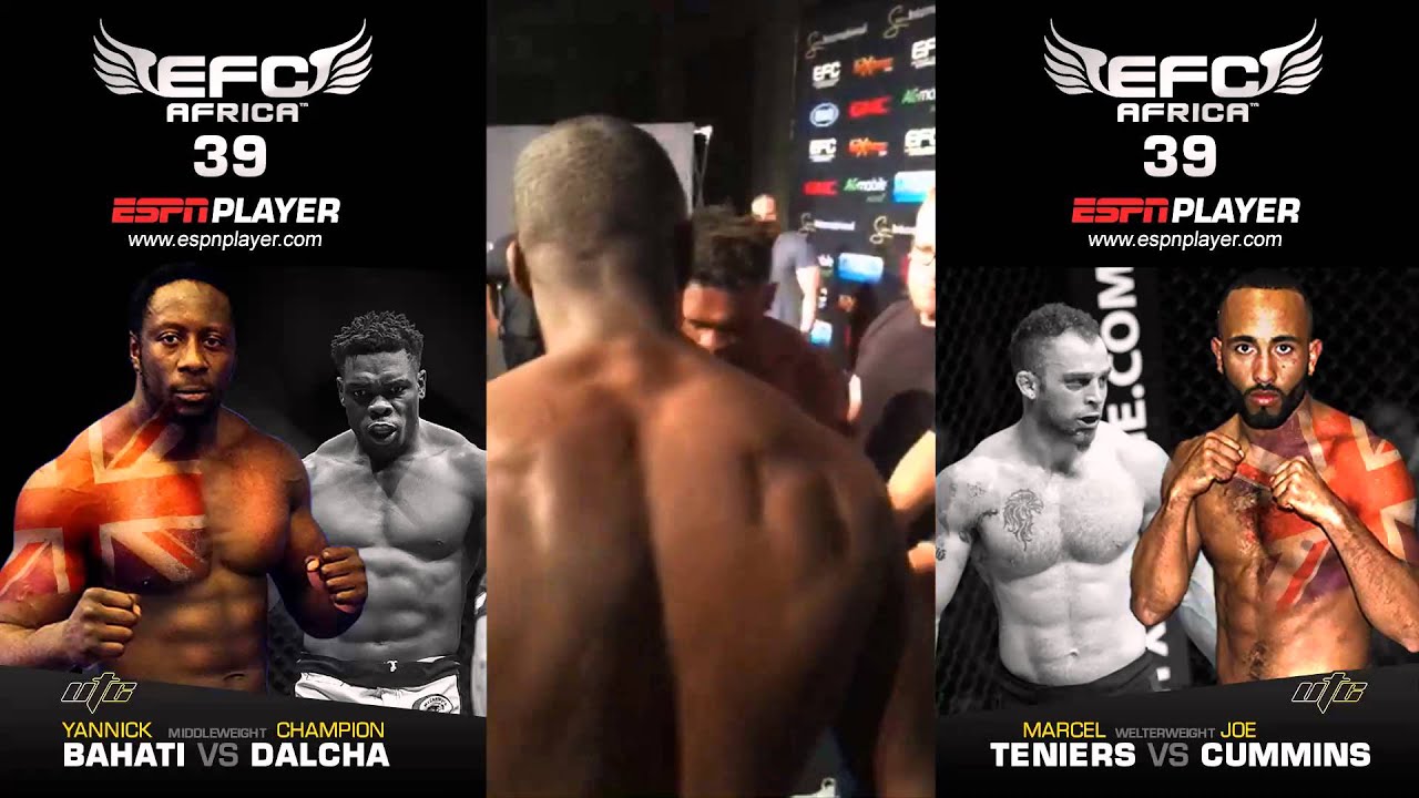 UTC's Yannick Bahati and Champion Dalcha exchange words at the EFC 39 ...