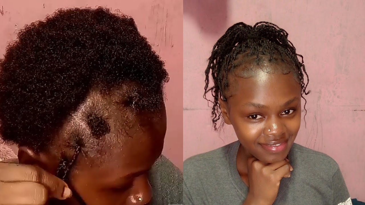 Braiding my own hair using one angel braid - YouTube