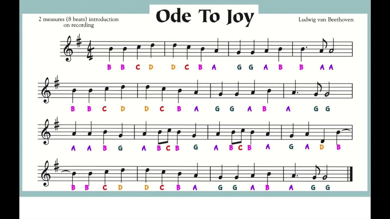 Ode To Joy Recorder Play along - YouTube