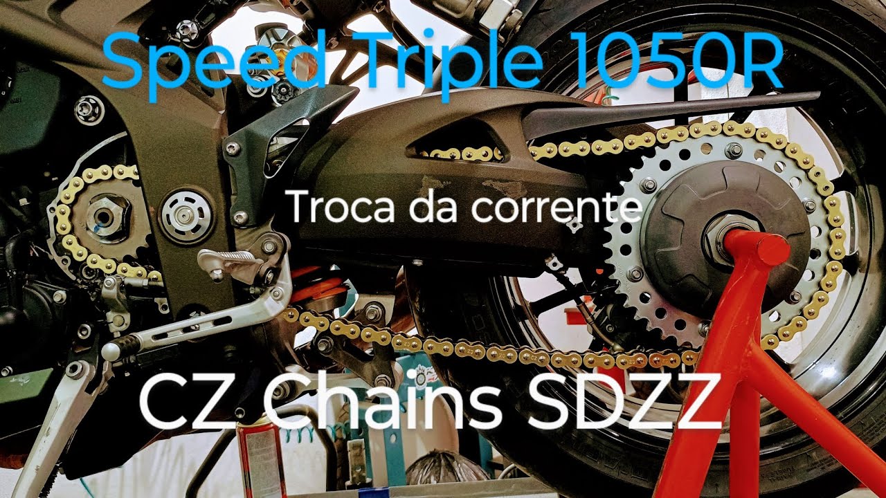 instalação kit corrente CZ Chains SDZZ na Speed Triple 1050r - YouTube