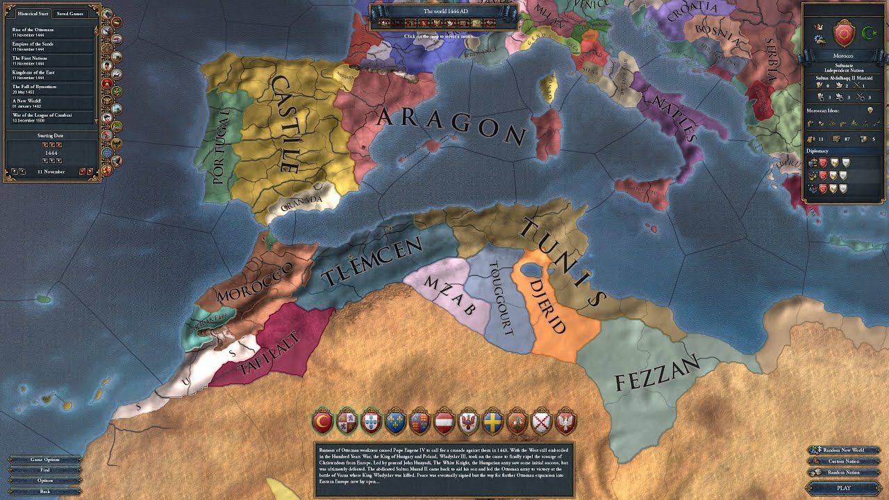 EU4 Morocco إمبراطورية المغرب #1 عام 1444 عصر الإستكشاف. لعبة عُروبة ...