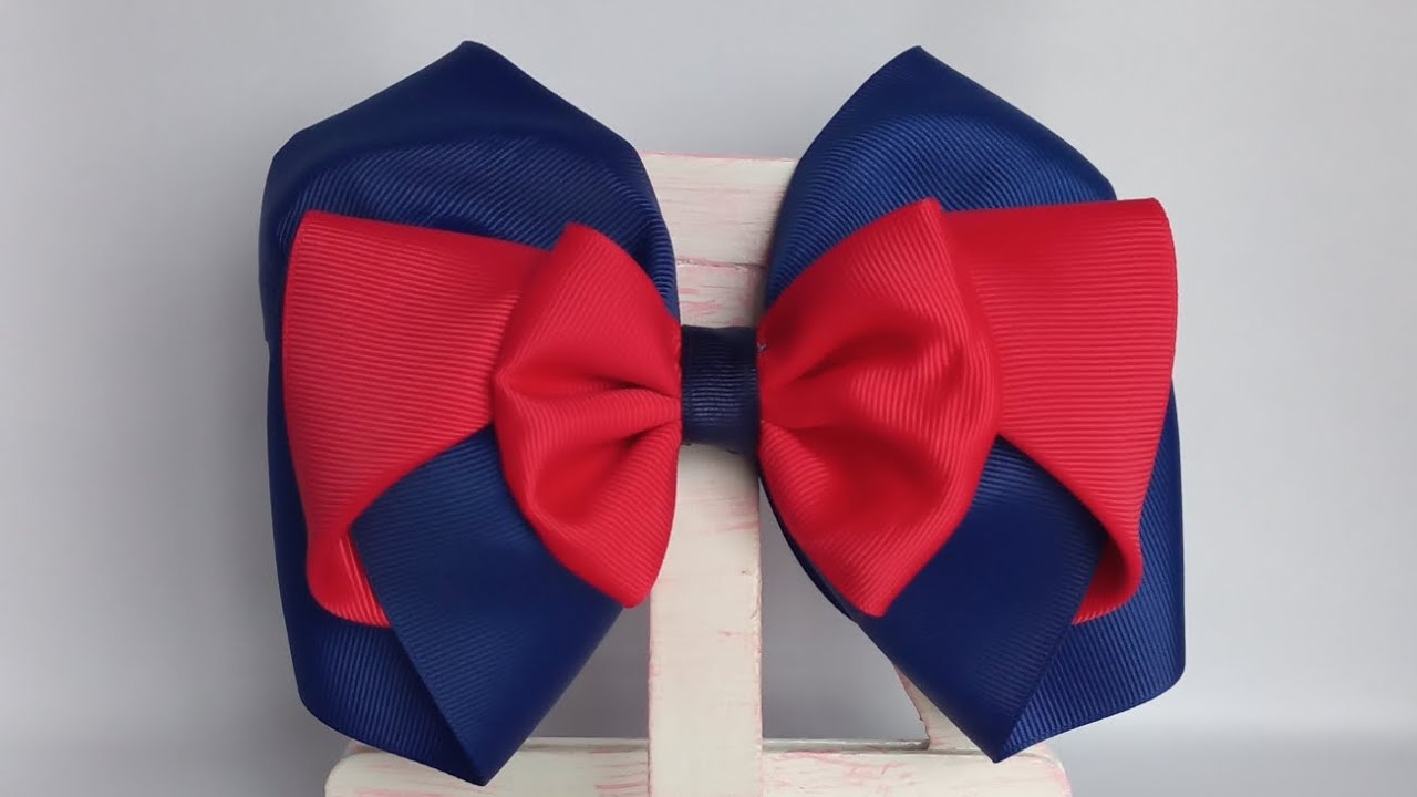 Como hacer moño escolar con liston de 7.5 cm de ancho - YouTube