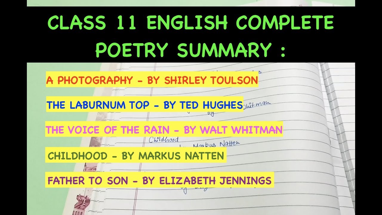 CLASS 11 ENGlish Complete POETRY SUMMARY in Short - YouTube