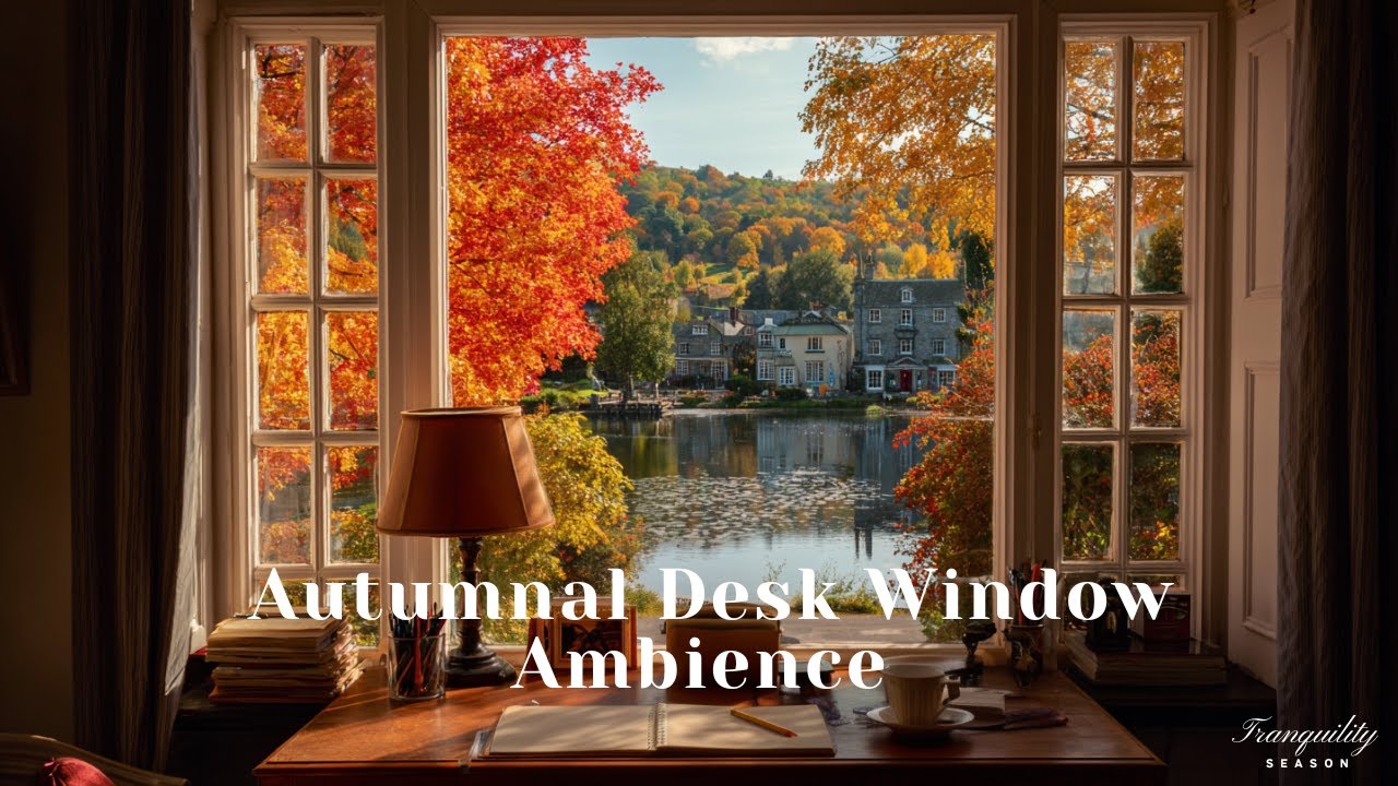 Cosy Autumn Lakeside Window Live Ambience | Nature Sounds for Sleep ...