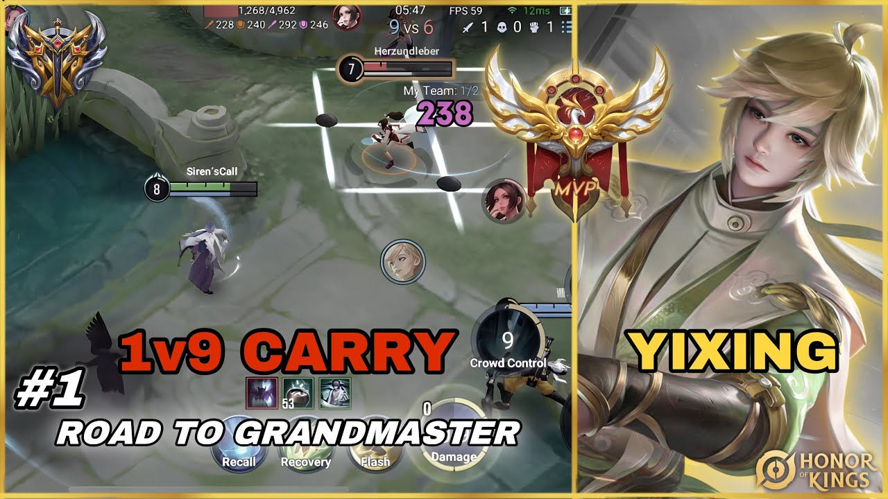 HOK: ROAD TO GRANDMASTER 1 | YIXING GAMEPLAY | HONOR OF KINGS - YouTube