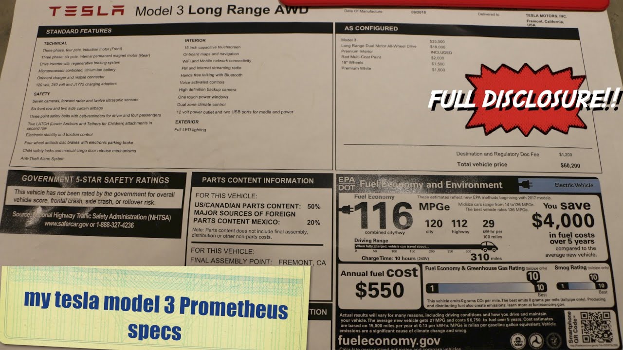 tesla model 3 specs for Prometheus-HERVEs WORLD- Episode 205 - YouTube